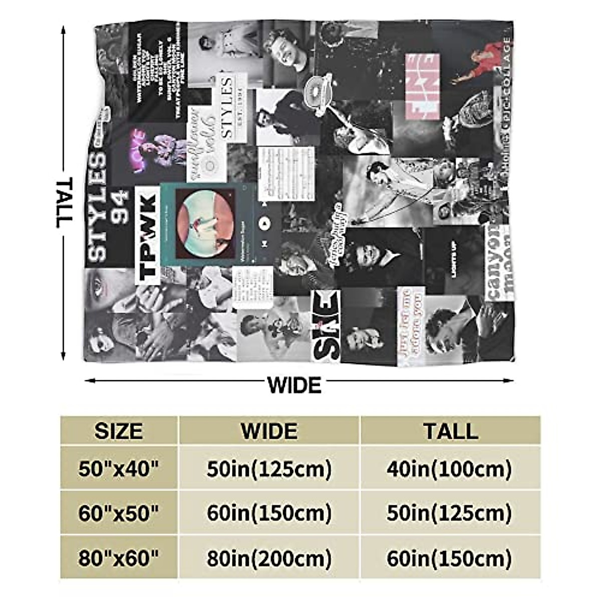 Styles Blanket Singer Plush Soft Throw Blankets for Bedroom Sofa Living Room Throws 50"X40"