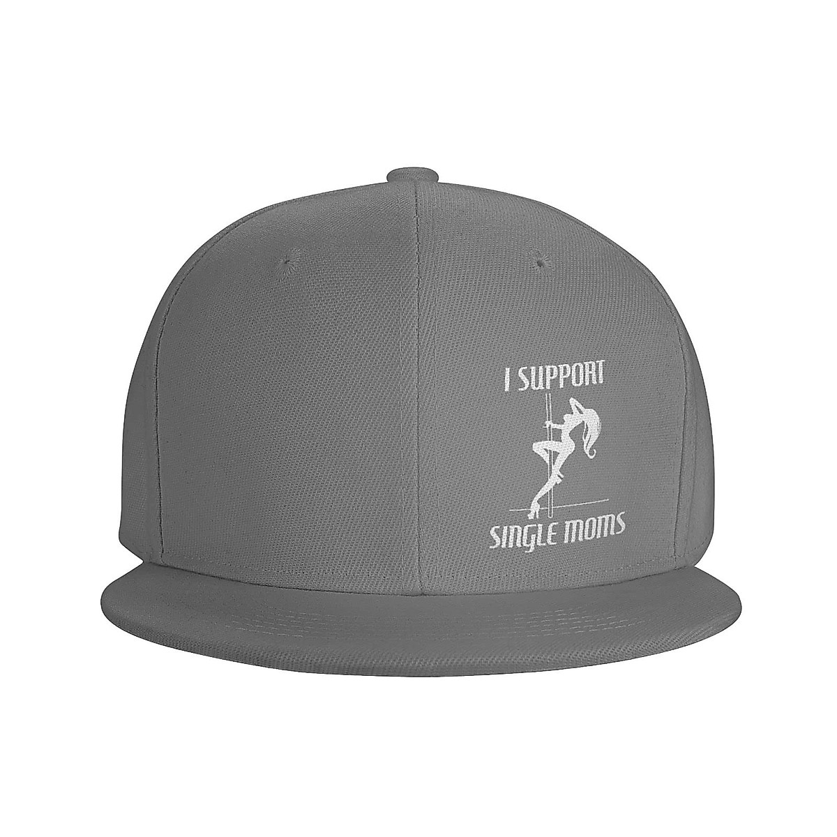 fwoeqiz I-Support-Single-Moms Hats Flat Bill Brim Gray Adjustable Baseball Cap Dancing Hip Hop Trucker Hat for Men Women