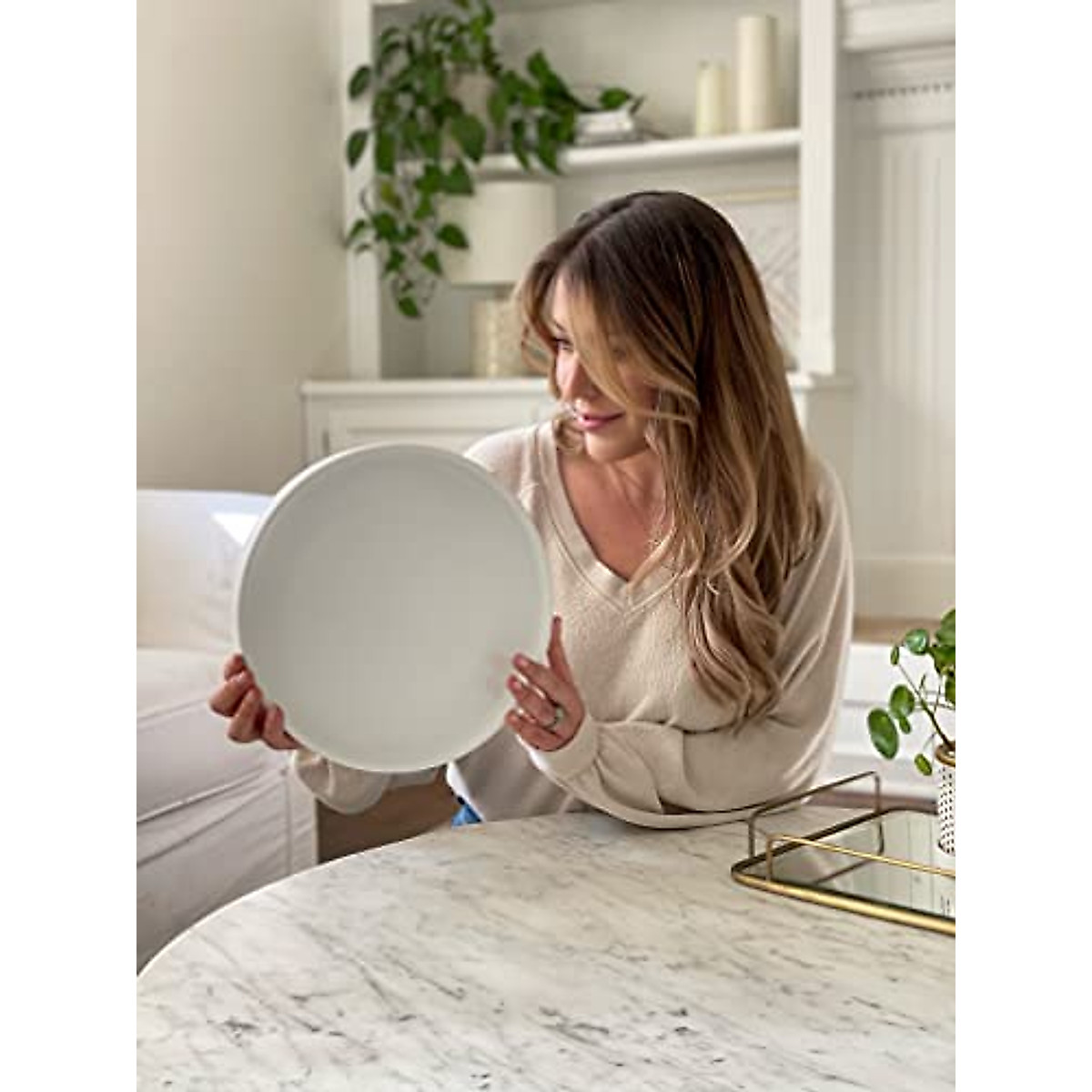 Willowy Matte White Ceramic Pot Saucer - Drainage Tray for 9, 10, 11, 12 Inch Planters + More Sizes