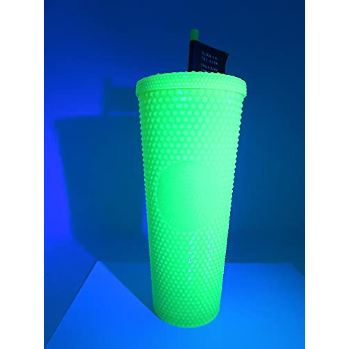 Starbucks 24 oz Double Wall Glow in the Dark Black Light UV Slime Green Cold Cup Tumbler
