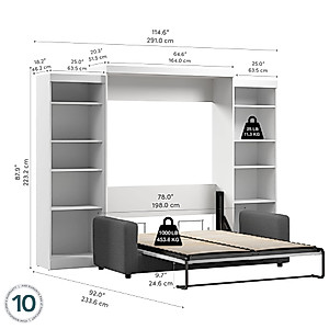 Bestar Pur Murphy, Space-Saving Wall Bed for Multipurpose Rooms, QUEEN, White