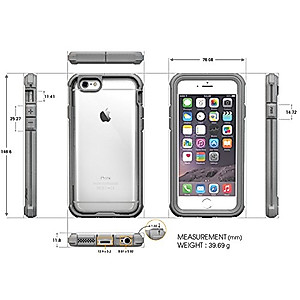 iPhone 6s Case, roocase [Glacier TOUGH] iPhone 6 (4.7) Hybrid Scratch Resistant Clear PC / TPU Armor Full Body Protection Case Cover with Built-in Screen Protector for Apple iPhone 6 / 6s (2015), Granite Black