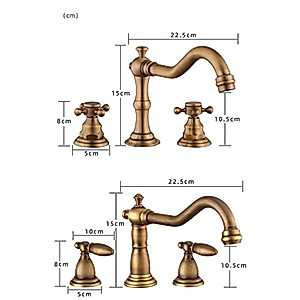 GeRRiT Faucet Bathroom Sink Tap Gold Chrome Solid Brass Bathroom Basin Faucet Mixer Tap, Antique Brass Black Kitchen Sink Faucet, Dual Handles 3Pcs Bathtub Faucet Basin Taps
