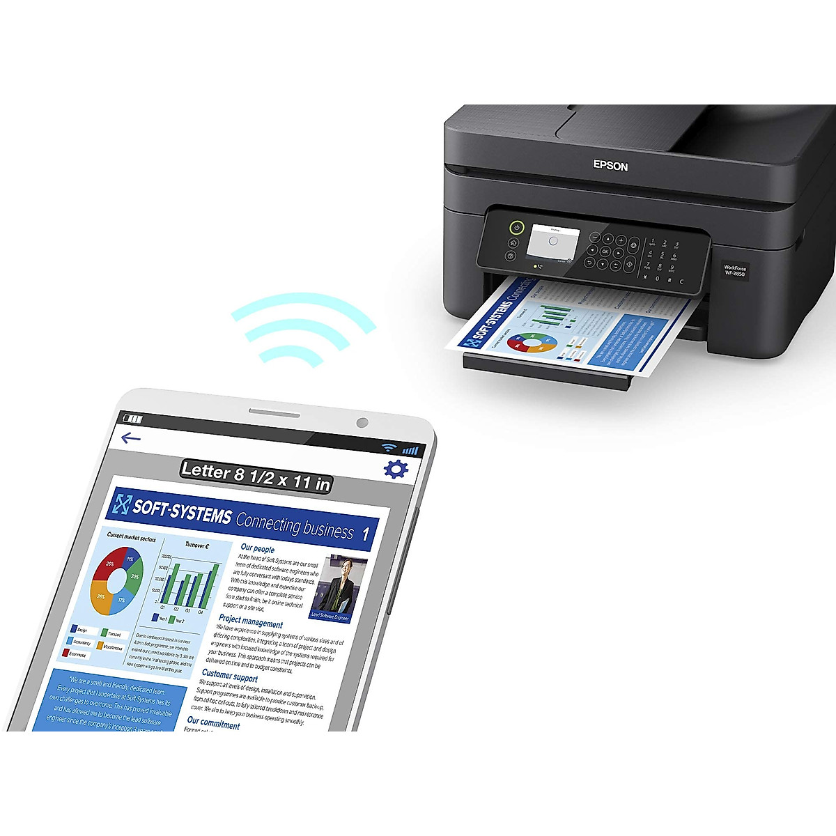 Epson Premium Workforce WF 28 Series All-in-One Color Inkjet Printer I Print Copy Scan Fax I Wireless I Mobile Printing I Auto 2-Sided Printing I 2.4" LCD I Up to 30-Sheet ADF (Renewed)