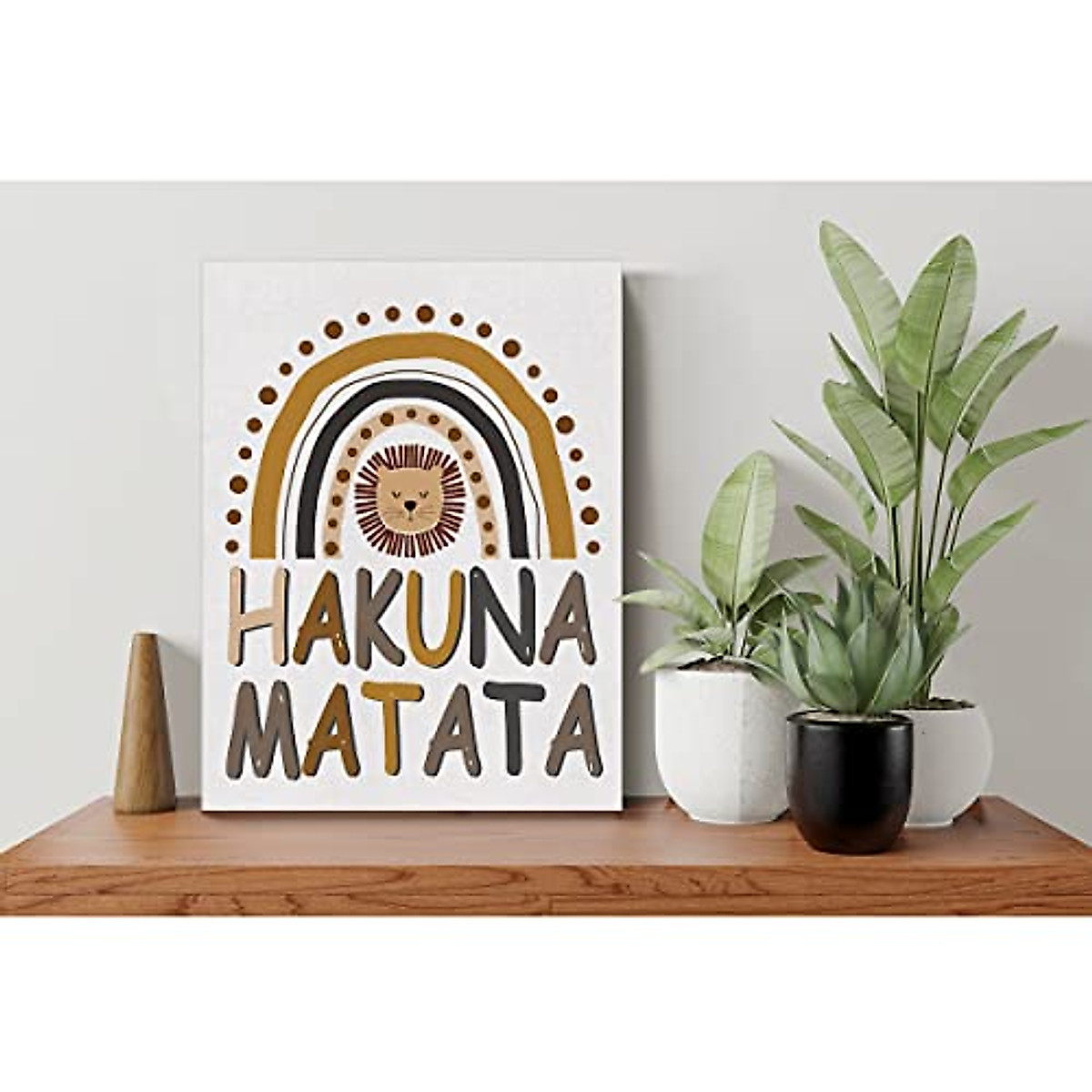 Colourful Lion Rainbow Framed Canvas Home Wall Art, Lion Rainbow Hakuna Matata Print Paintings Poster 12" x 15" Boho Wall Decor for Home Living Room Gift