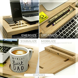 Bamboo Monitor / Laptop Stand by Stellar Importers | Desk Organizer | Riser | Cable and Airflow Management | Elevate Your Perspective