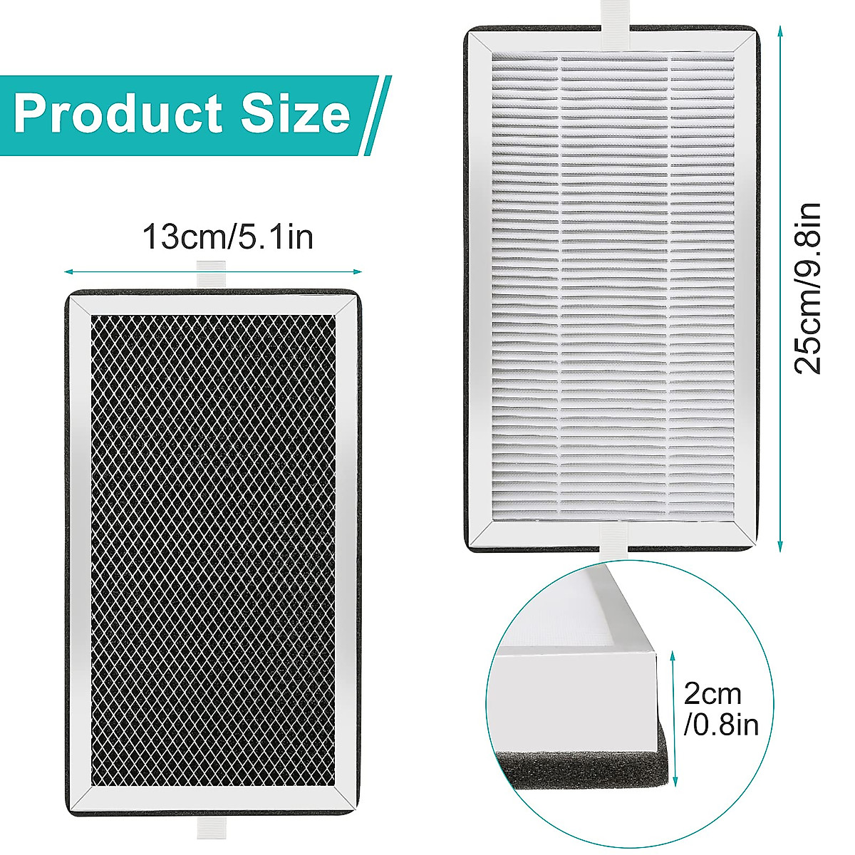 Yweller MA-15 Replacement Filter Compatible with MA-15-W1 MA-15-S1 MA-15R MA-15R-1 MA-15R-2,3-in-1 H13 True HEPA Filters and High-Efficiency Activated Carbon Filter（4 Pack）