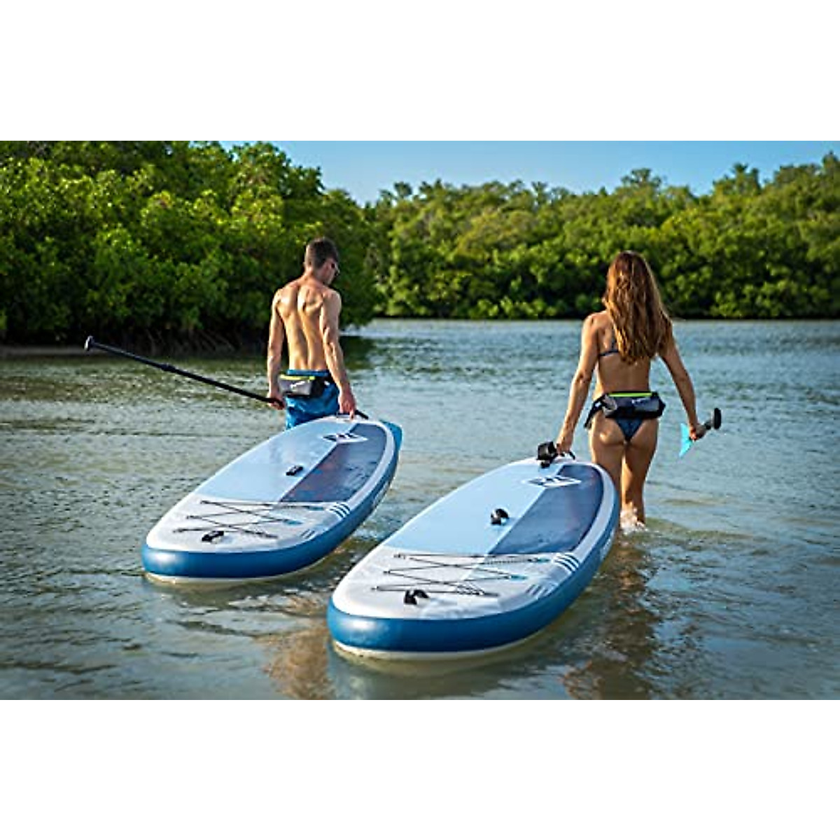 Boardworks Lūnr Inflatable Stand-Up Paddle Board (iSUP) | SUP Package Includes Three Piece Paddle, Carry Bag, Leash, Phone Case and Pump (SUP) Complete Kit | 10’5”, Blue/White