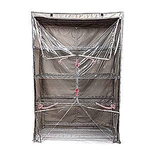YLOVAN Storage Shelf Cover Wire Rack Shelving Dust Protective, Fits Racks 48" Lx19''Dx72''H One Side See Through Panel (Cover only)