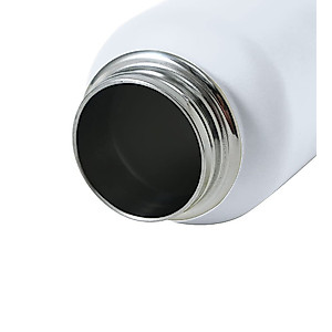 32 oz Baseball Sports Water Bottle Insulated 2 Lids Straw Travel Tumbler Durable Stainless Steel Vacuum Bottle (white)