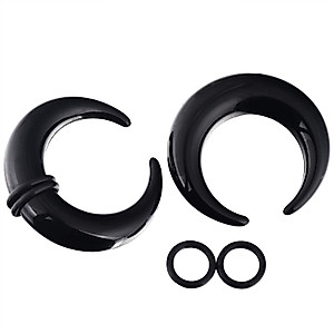 YOFANST Acrylic Crescent Shaped Horseshoes Taper Set Pincher Septum Rings Gauges 14G 12G 10G 8G 6G 4G 2G 0G 00G, 9 Black Pairs