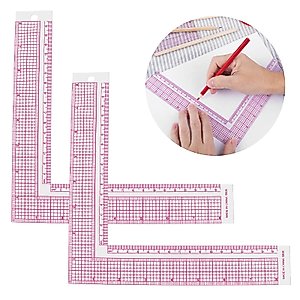 Lusofie Sewing Ruler, 2 Pcs Plastic L Square Ruler, Framing Ruler, Clear Sewing Ruler for Tailor Craft Tool, Drawing Measuring Supplies (8.46x8.46 inch, 21.5 cm length)