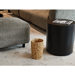 Coeusy Wicker Trash Can,Small Bathroom Trash Can,Water Hyacinth Wicker Waste Basket for Bathroom,Boho Waste Basket for Bedroom,Home Office,Compact Spaces(2 Gallon Round)