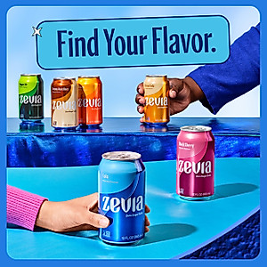 Zevia Zero Sugar Soda, Cola, 12 oz Cans (24-Pack) – Naturally Sweetened, Zero Calorie Sugar Free Soda - Non-GMO Project Verified, Gluten-Free, Vegan