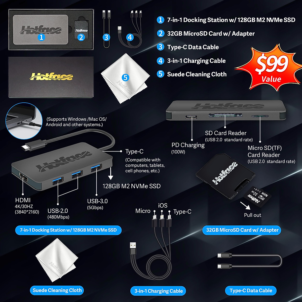 ASUS ROG Zephyrus 14" FHD 144Hz Gaming Laptop, AMD Ryzen 7-5800HS, NVIDIA GeForce RTX 3060 Graphics, 40GB RAM, 4TB PCIe SSD, Backlit Keyboard, Win 11, White, 128GB Docking Station Set