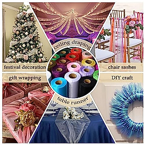 12" x 50 Yards Organza Fabric Roll, Crystal Organza Tulle Sheer Fabric for Wedding Party Backdrop Decoration Chair Sashes Table Runner Gift Wrapping DIY Crafts (Lime Green)