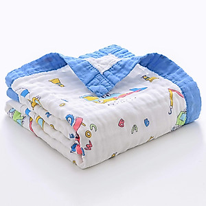 Jay & Ava Baby Muslin Blanket 42” x 42”, Soft Toddler Cotton Baby Blankets for Boy, 4 Layers Bed Muslin Throw for Baby Crib, Large Baby Receiving Blanket - (Blue Star Space)