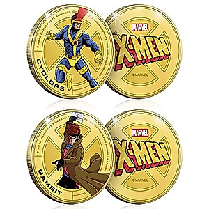 FANTASY CLUB Complete Pack The Official X Men Commemorative Complete Collection – 12 Coins/Medals of The Most Memorable Characters from The Best Loved Films. Au Plated and Colored + Decorative Album.