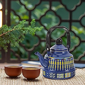 Abaodam Enamel Teapot Vintage Water Kettle Stove Top Tea Kettle Coffee Kettle Warmer with Handle Water Boiling Pot Cold Water Jug Coffee Pot for Kitchen Stovetop