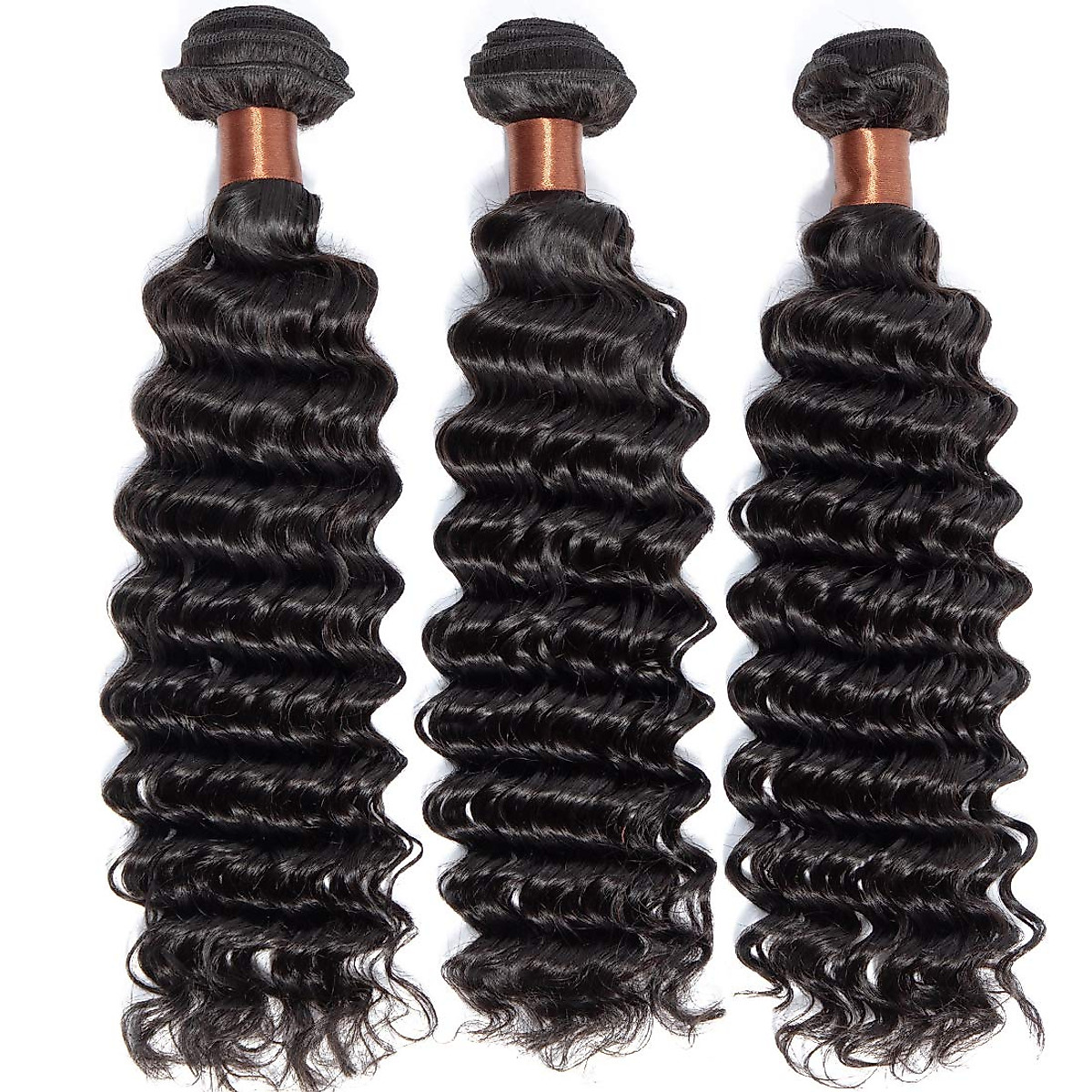 Deep Wave Human Hair Bundles 100% Human Hair 100g/Bundles 20 Inches Double Weft Natural Black Wet and Wavy Raw Remy Unprocessed Brazilian Virgin Hair
