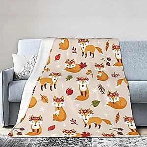 Cute Fox Blanket Soft Fleece Throw Blanket Cozy Fuzzy Warm Flannel Plush Throw Blankets for Couch Bed Sofa All Season Gift 50"X40"