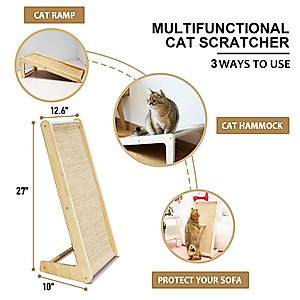 Meeyoview Cat Scratcher, L-Shape Cat Scratching Pad, Cat Scratch Furniture Protector, Durable and Natural Sisal Cat Scratching Post for Indoor Cats
