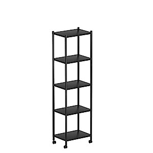 5-Tier Metal Rolling Cart Organizer with Wheels ，Adjustable Heavy Duty Free Standing Baker's Rack for Kitchens,Storage Tower for Pantry Laundry Bathroom Narrow Places