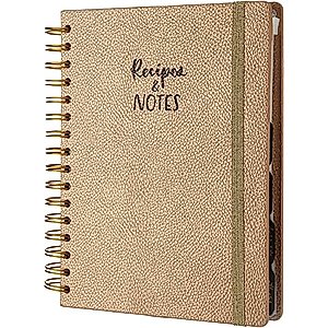 Recipes & Notes, Recipe Book For Own Recipes, Blank Recipe Journal, Write Your Own, Recipe Planner and Organizer, With Tabs 7.3 x 8.7", 240p (Rose Gold)