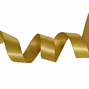 QIANF 1 Inch Wide Satin Ribbon Gold Ribbon for Gift Wrapping Hair Bow Chair Sash Valentine's Day Wedding Birthday Party Invitation Decorations Floral Craft Sewing, 25 Yards