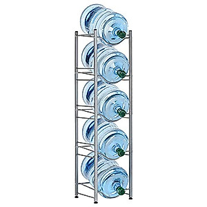 LIANTRAL Water Jug Rack, 5 Gallon Water Bottle Holder, 5 Tiers, Silver