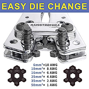haisstronica Battery Cable Lug Crimping Tools-Wire Crimper Tool,AWG 10 8 6 4 2 1 Battery Terminal Crimper for Heavy Duty Wire Lugs,Battery Terminal,Copper Lugs Terminals