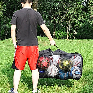 Eco Walker Ball Bag Large Capacity (Holds 16 Soccer Balls) Heavy Duty Mesh Drawstring with Adjustable Shoulder Strap and Thick Handle