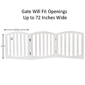 Arf pets Free Standing Wood Dog Gate, Step Over Pet Fence, 3 Panel 360° configurable,24" Tall, Foldable, Adjustable - White