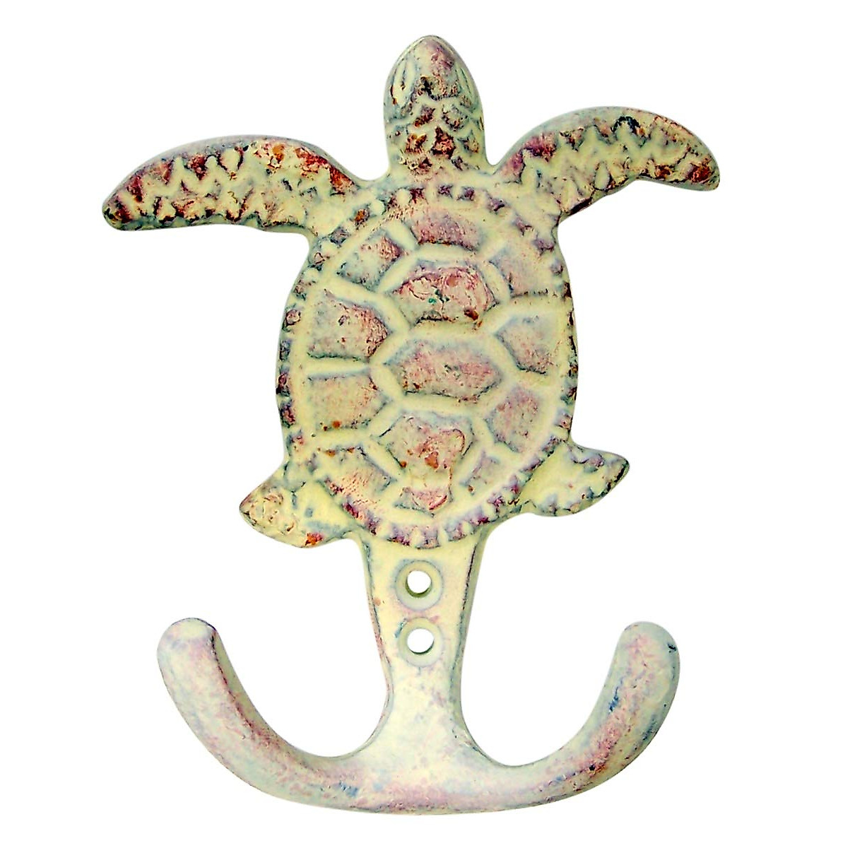Wowser White Turtle Cast Iron Wall Mount Coat Hooks, 4 3/4 Inch, Set of 3