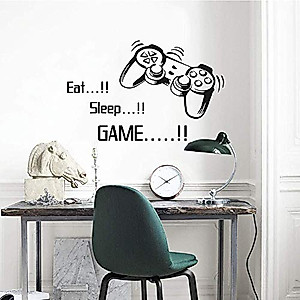 SITAKE Game Themed Wall Stikcers Decor, EAT Sleep Game Controller Gaming Quotes for Boys Men, Kids Wall Decor and Wall Stickers for Playroom, 20.9 x 33.9 Inch