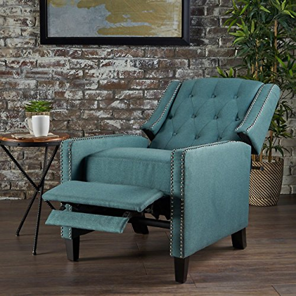 GDFStudio Izaak Tufted Back Fabric Recliner Chair (Dark Teal)