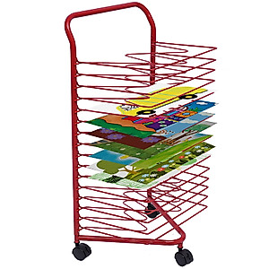 Mobile Art Drying Rack,16 Shelves,Ideal for School/Art Clubs,Height 33 inches,Art Drying Rack for Classroom Paint Drying Rack Art Artwork Storage Display Rack Art Drying Rack with Wheels for Crafts