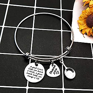 For Lunch Lady Appreciation Gift Bracelet For Lunch Lady Gift School Lunch Server Gift for Lunch Lady Jewelry Thank You Gift for Lunch Lady Cooker Cafeteria Buffet Workers Birthday Bangle Gift