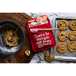 Teacher Appreciation Gift for Women - Thank You Present Potholder - One Smart Cookie Oven Mitt - Set of 2 (One Smart Cookie w/Keychain)