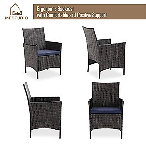 MFSTUDIO Patio PE Rattan Chairs Set of 2, Outdoor Patio Wicker Chairs - Metal Frame, Waterproof Cushions and Removable Covers, 350lbs