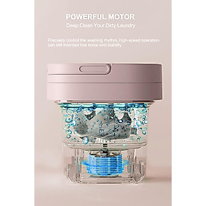 FUIART Portable Washing Machine, Mini Washer 9L High Capacity with 3 Modes Deep Cleaning for Underwear, Baby Clothes, or Small Items, Foldable Washing Machine for Apartments, Camping, Travel (Pink)