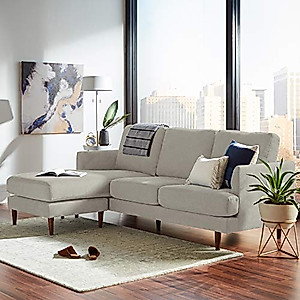 Amazon Brand – Rivet Goodwin Modern Reversible Sectional Sofa Couch, 88.6"W, Light Grey