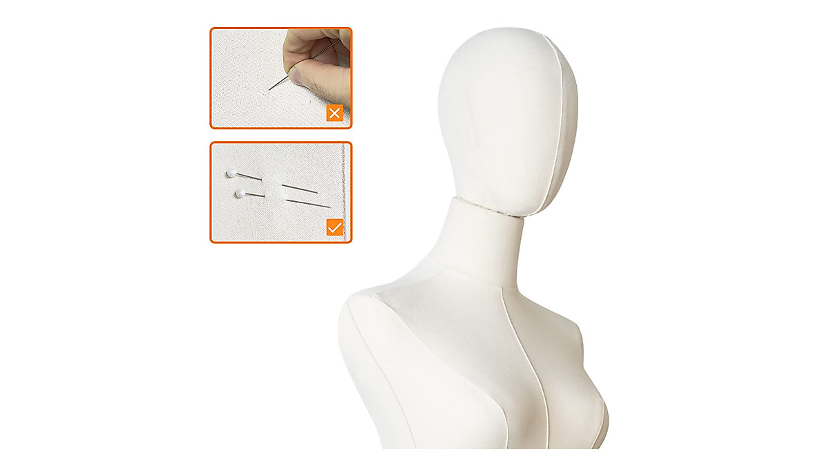 Female Mannequin Torso Dress Form with Gold Stand for Display & Photography