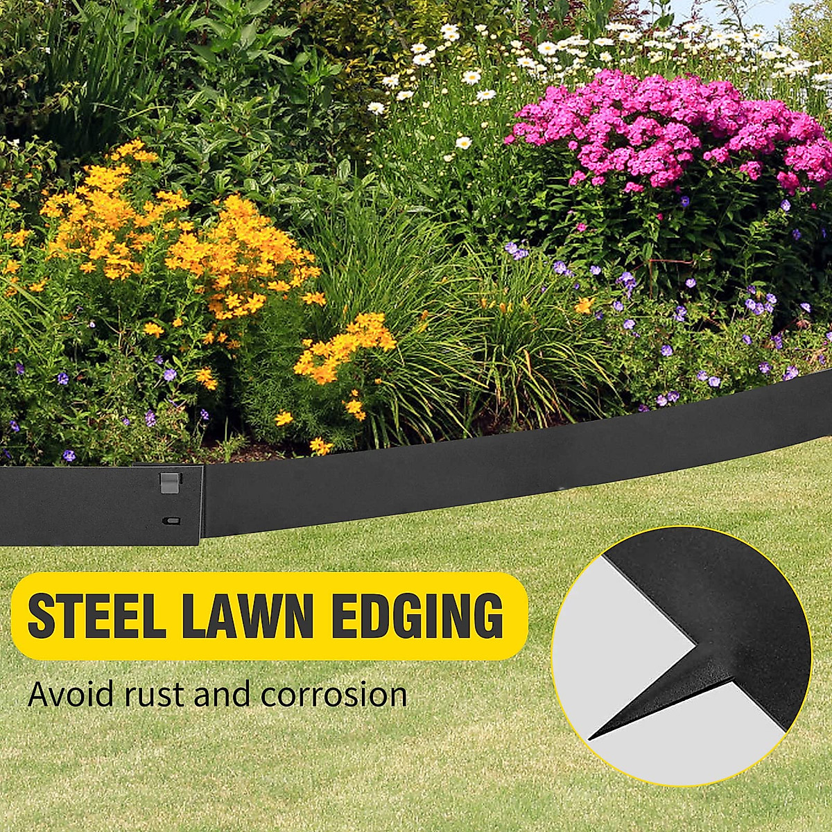 Steel Landscape Edging Steel Lawn Edging Landscape Garden Border Edging Border (40 x 3inch (Pack of 5))
