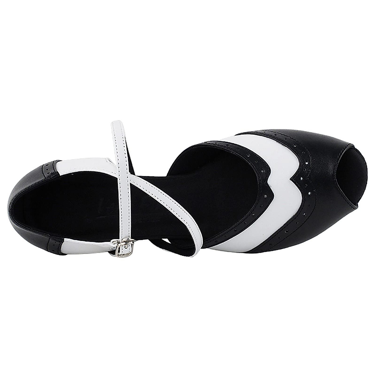 Very Fine Ladies Ballroom Salsa Latin Practice Dance Shoes C6035 & 2008 Black & White Leather Low Heel Comfortable (C6035 Black & White Leather 1.6" Cuban Heel, Numeric_6)