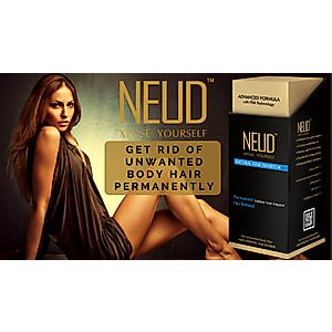NEUD Natural Hair Inhibitor for Permanent Reduction of Unwanted Body & Facial Hair in Men & Women - Pack of 2