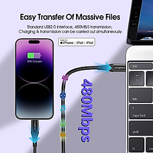 Amaitree USB C to Lightning Cable 4Ft, [Apple MFi Certified] 2-Pack 3A Fast Charging Type-C to Lightning Woven Cable, Car Play Charging Braided Cable for iPhone 14/13/12/11/XS/XR/8 Series - Black