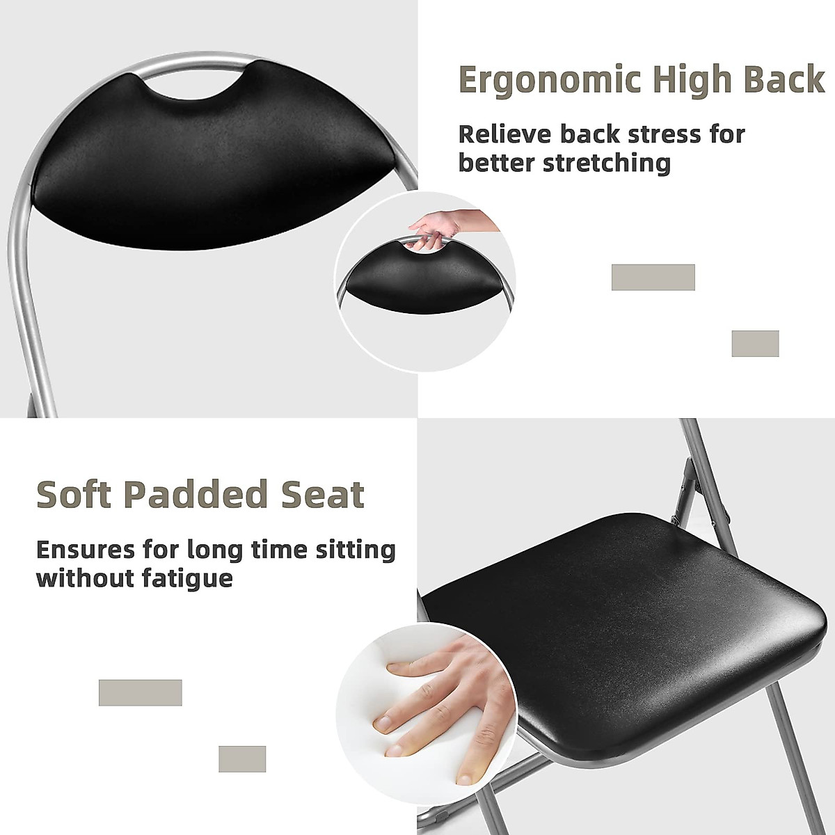 ARLIME Folding Chairs Set of 6, Foldable Chairs w/Handle Hole, Steel Frame, 330 Lbs Weight Capacity, Stackable Padded Folding Chairs for Events Wedding Party