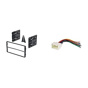 Ford Double Din Dash Kit & Scosche FD16B Compatible with Select 1998-2011 Ford Power/Speaker Connector/Wire Harness for Aftermarket Stereo Installation with Color Coded Wires