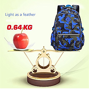 Yvechus School Backpack Casual Daypack Travel Outdoor Camouflage Backpack Christmas Presents for Boys and Girls (Camo Blue)